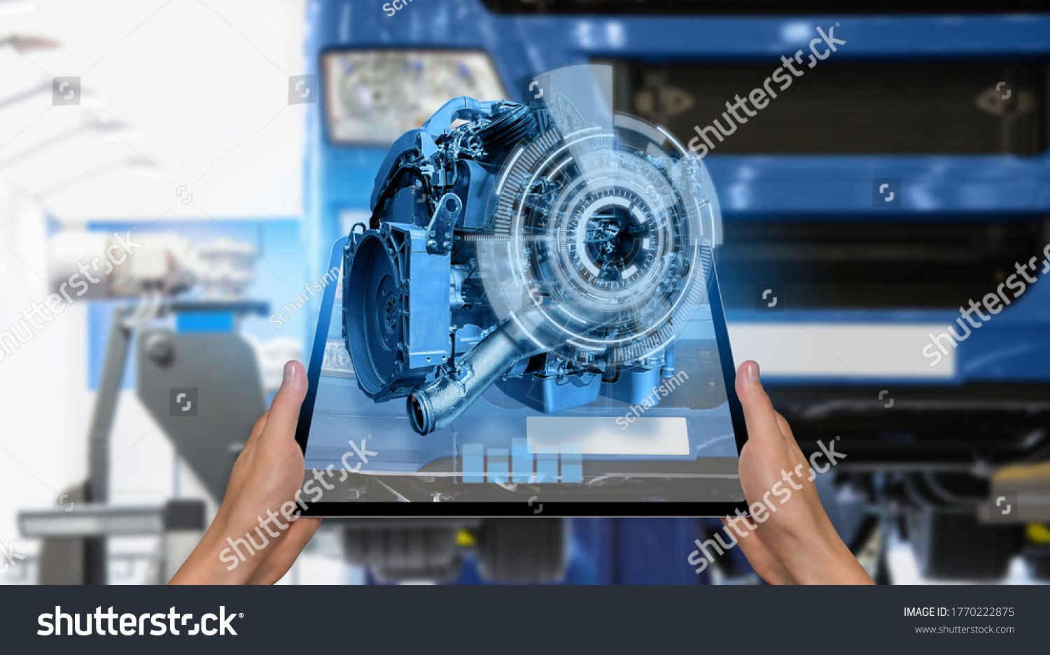 Serviceman Repairing Truck Using Augmented Reality Stock Photo (Edit ... Serviceman Repairing Truck Using Augmented Reality Stock Photo (Edit ...