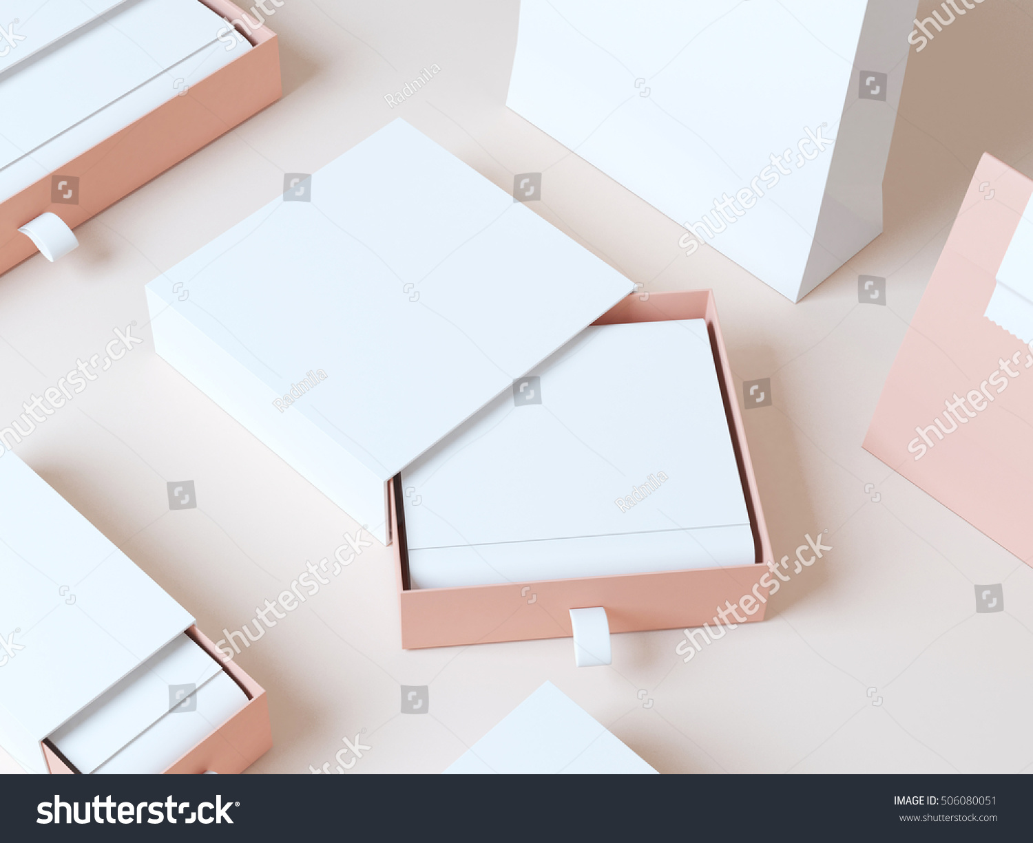 Set Elegant Packaging Box 3d Rendering Stock Illustration 506080051 ...