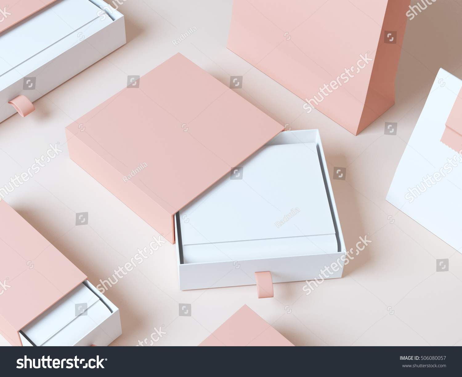 Set Elegant Packaging Box 3d Rendering Stock Illustration 506080057
