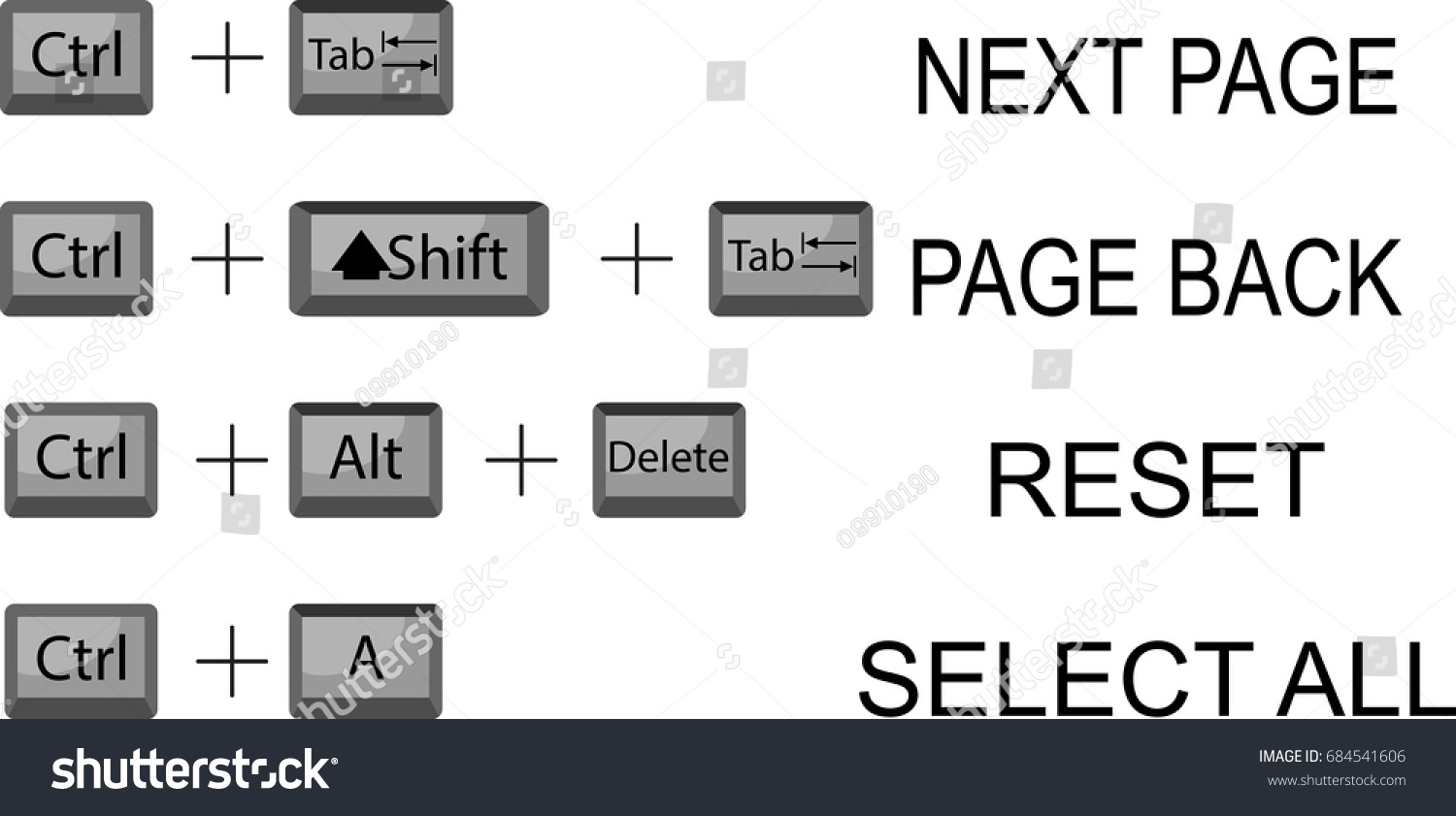 Set Combination Button Keyboard Interface Command Ilustración De Stock 684541606 Shutterstock