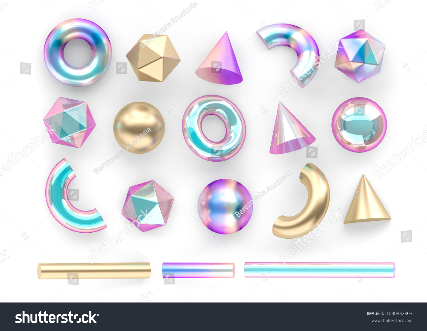 Set 3d Render Realistic Primitives On Stock Illustration 1030832803 | Shutterstock