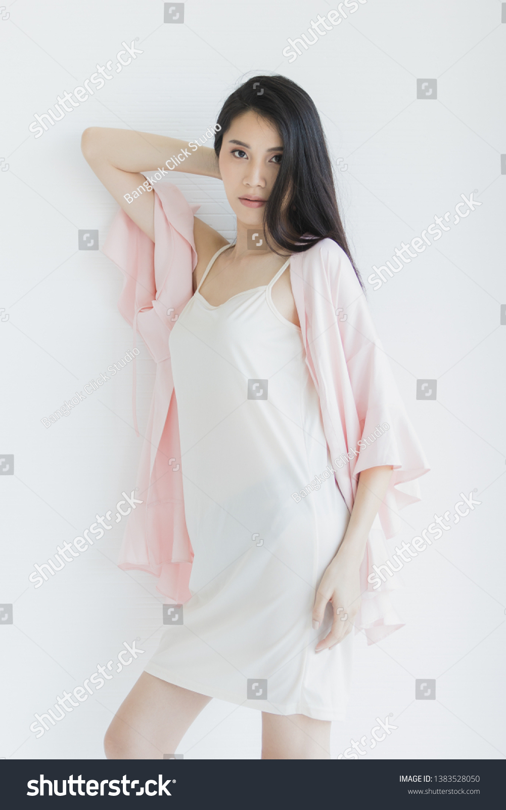 Sexy Asian Woman Model Pajamas StandingẢnh Có Sẵn1383528050 Shutterstock