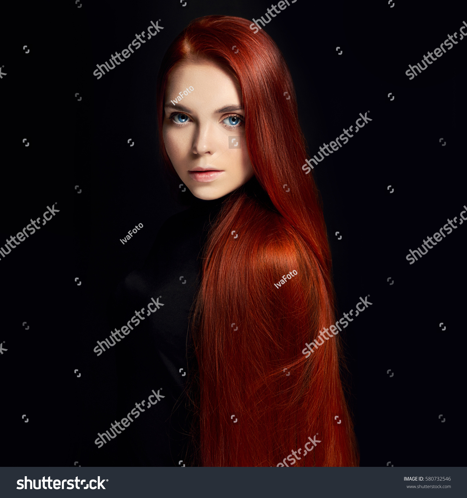Sexy Beautiful Redhead Girl Long Hair库存照片580732546 Shutterstock