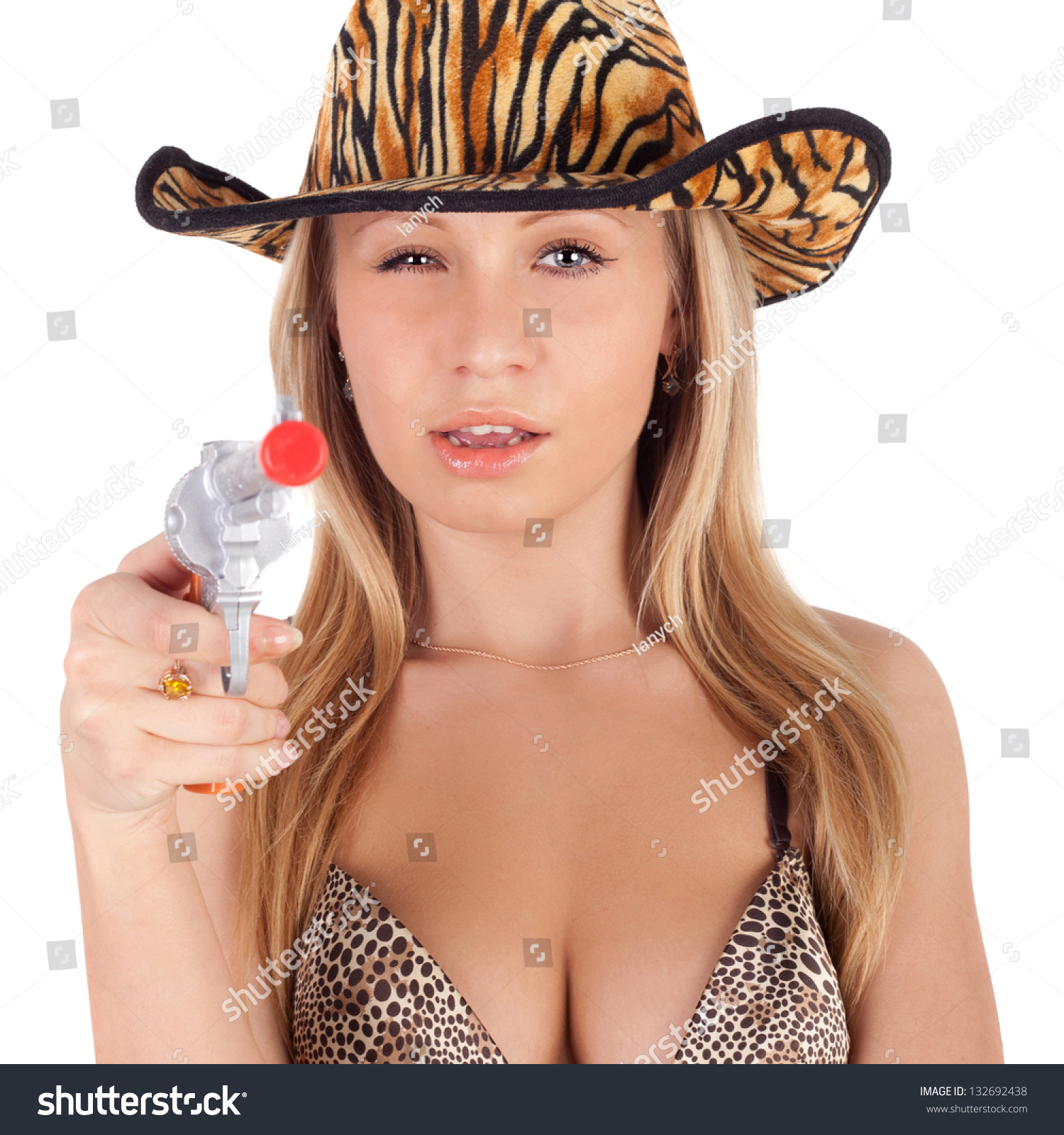 Sexy Cowgirl Posing Pistol库存照片132692438 Shutterstock