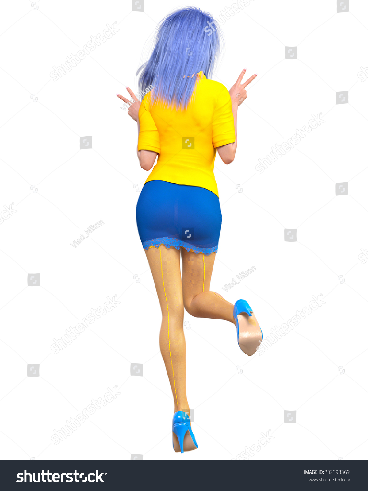 Sexy Japanese Secretary Mini Skirt Stockingbeautiful Stock Illustration