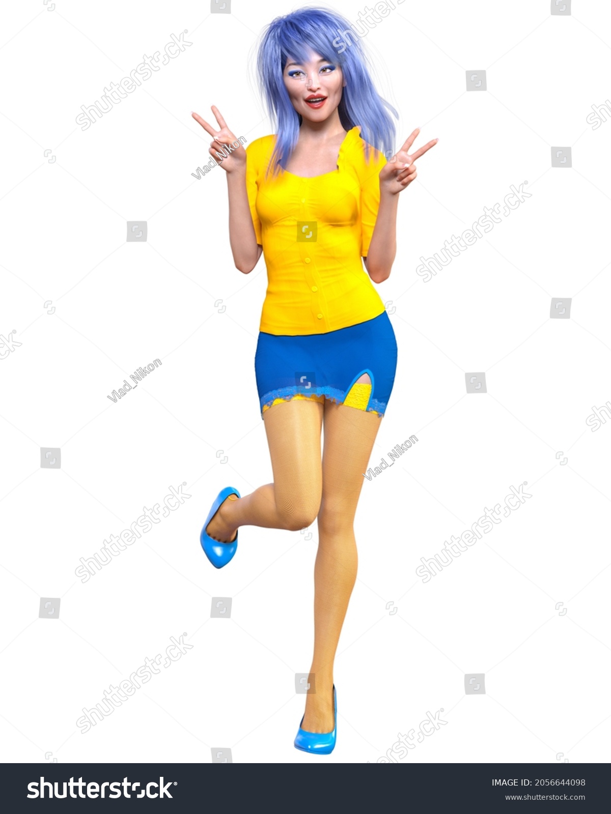 Sexy Japanese Secretary Mini Skirt Stockingbeautiful Stock Illustration