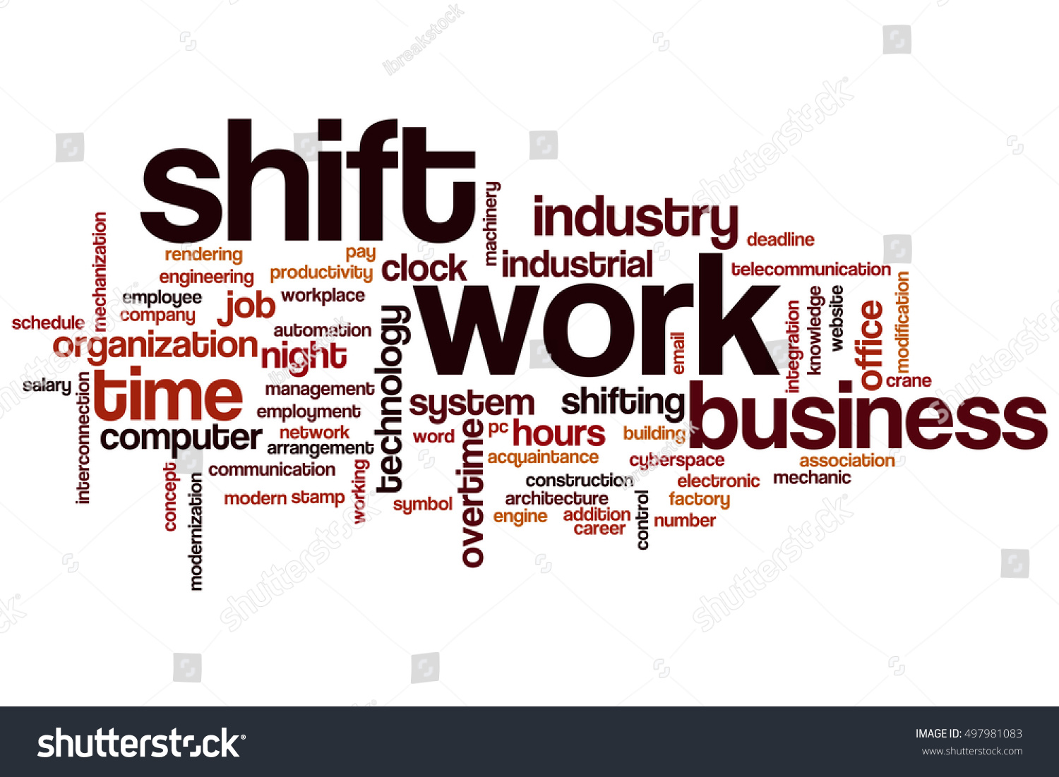 Shift Work Word Cloud Concept: ilustración de stock 497981083 ...