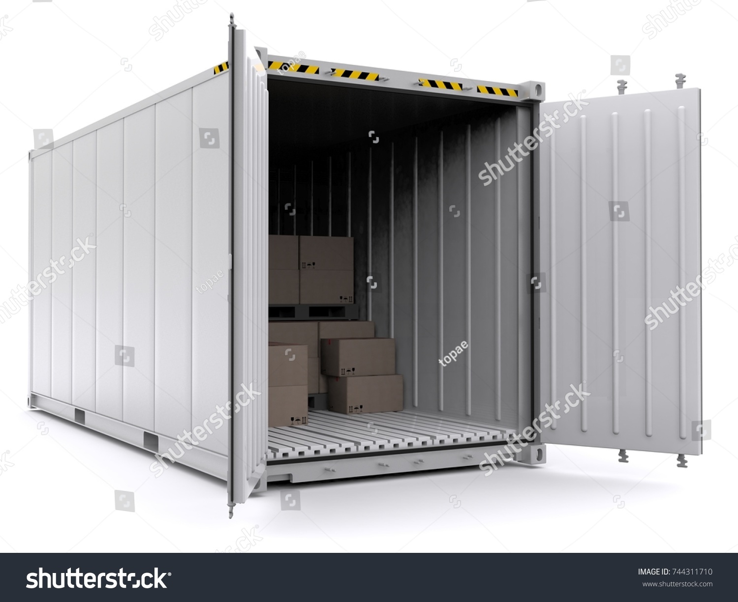 Shipping Container 3d Rendering Stock Illustration 744311710