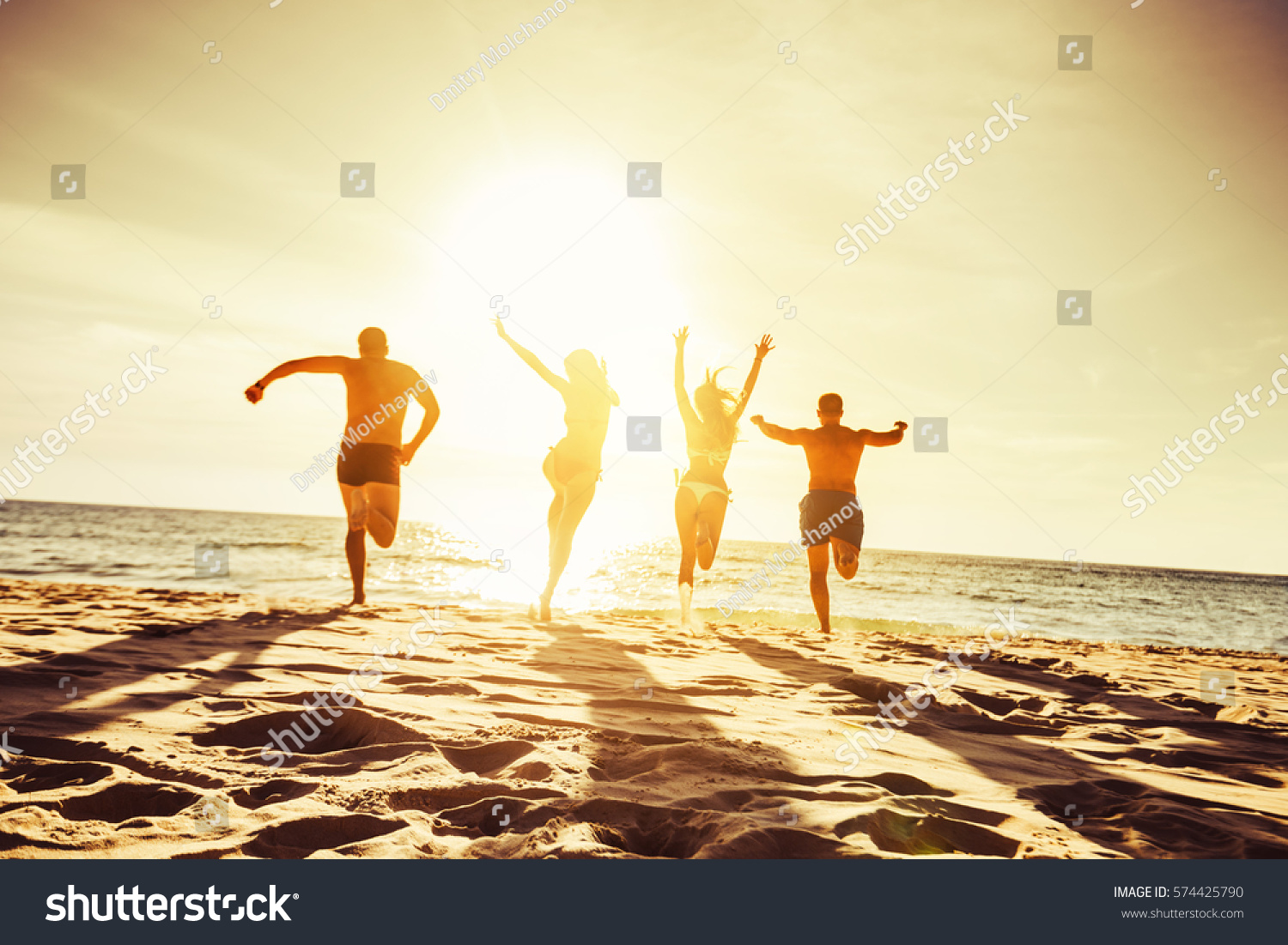 Silhouettes Four Friends Runs Sunset Beach Stock Photo 574425790 ... Silhouettes Four Friends Runs Sunset Beach Stock Photo 574425790 ...