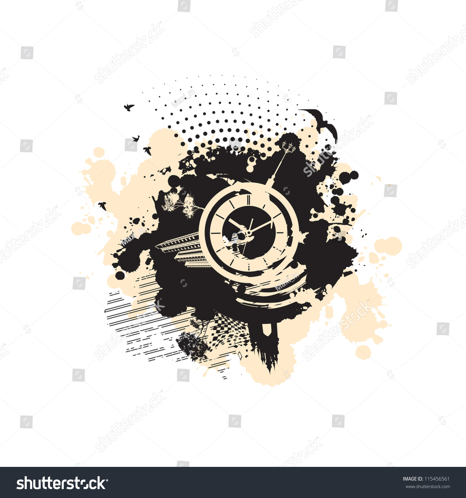 Simple Abstract Clock Background Stock Illustration 115456561 ...