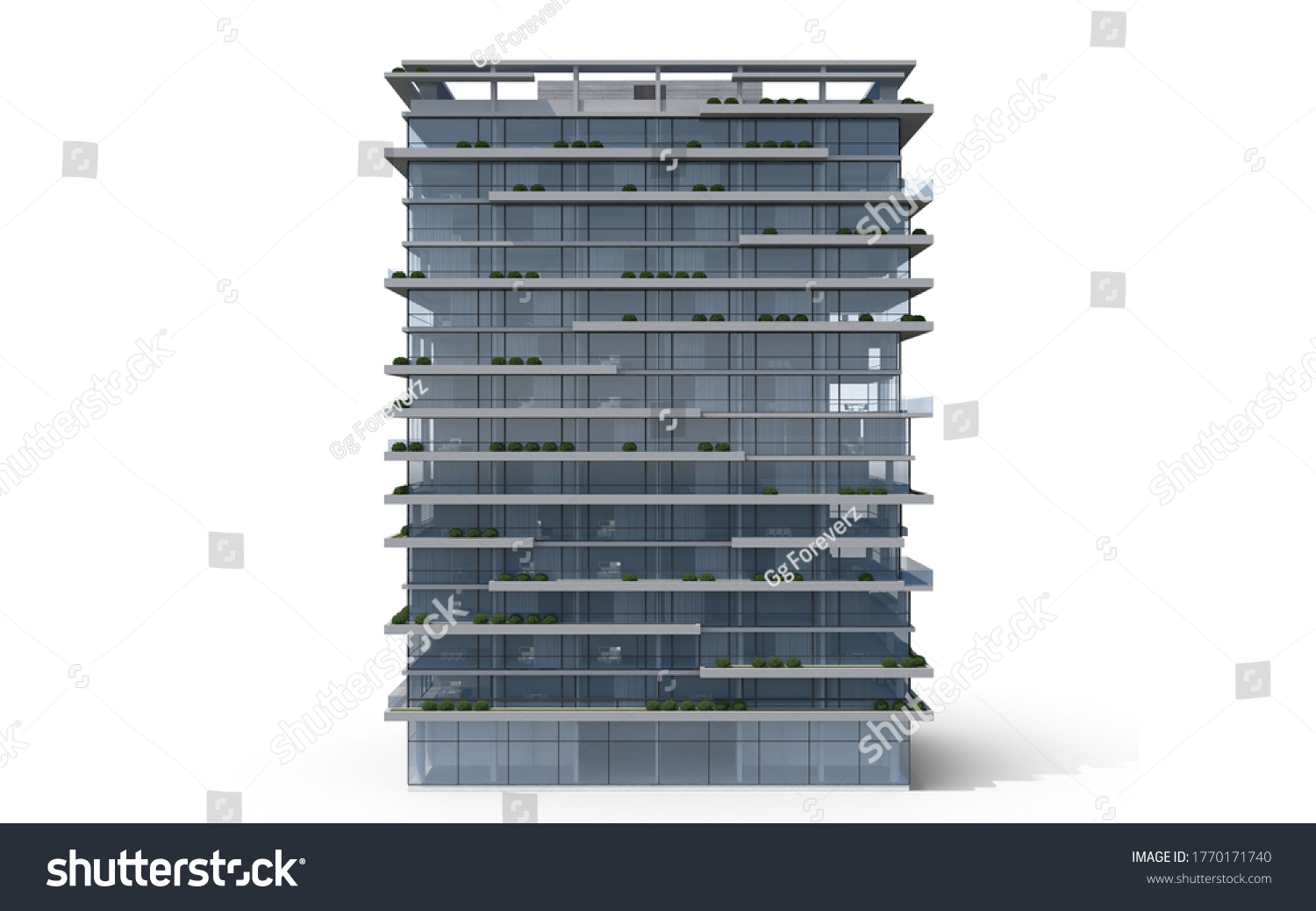 흰색 배경, 비즈니스 아키텍처, 3d 렌더링 스톡 일러스트 1770171740 | Shutterstock