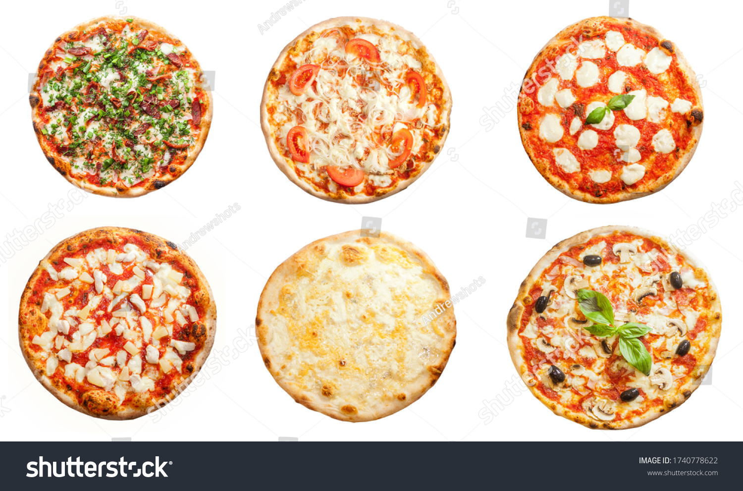 Six Different Pizza Set Menu Isolated Stock Photo (Edit Now) 1740778622 Six Different Pizza Set Menu Isolated Stock Photo (Edit Now) 1740778622