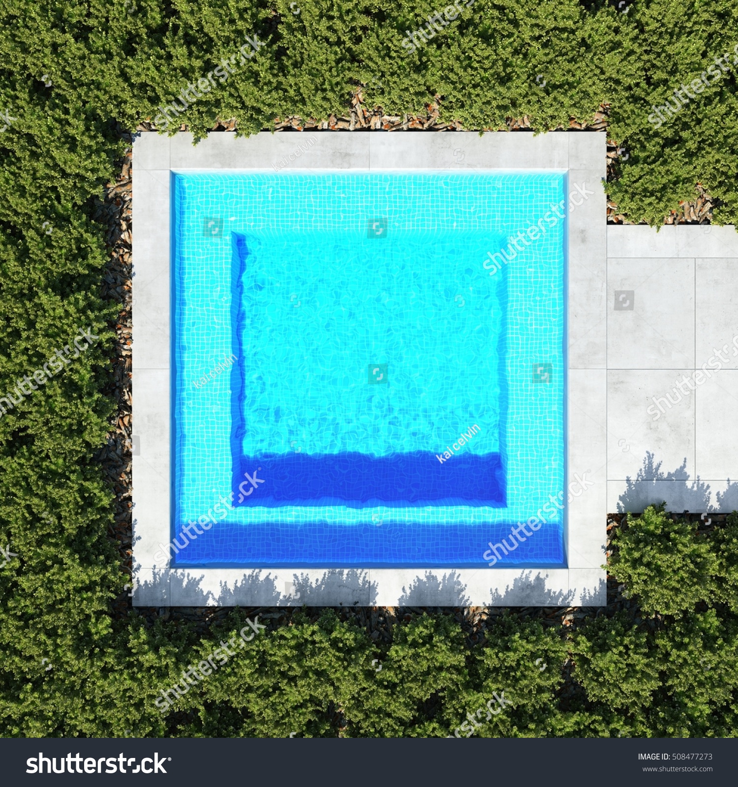 Small Square Pool Top View 3d Stock Illustration 508477273