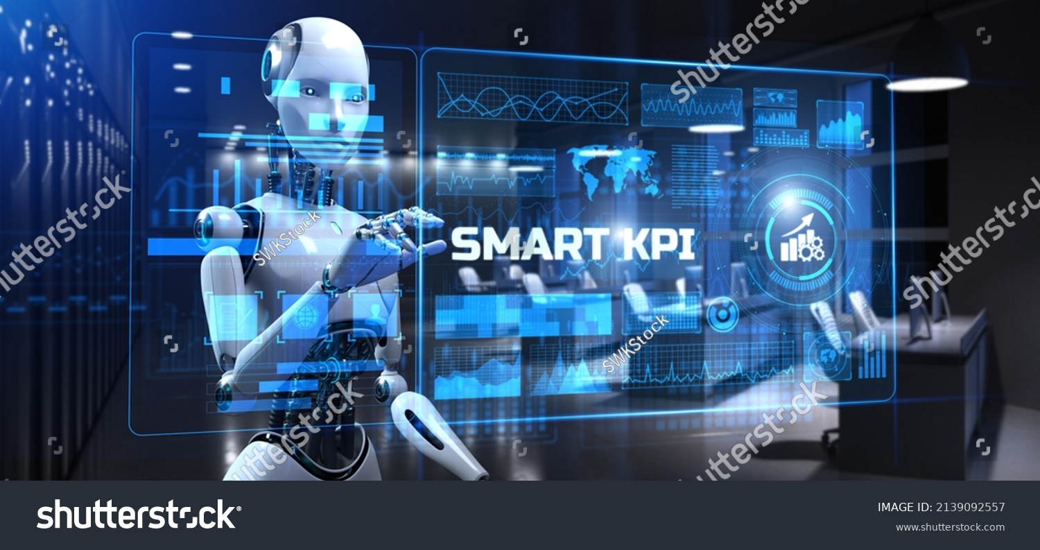 Smart Kpi Key Performance Indicator Robot Stock Illustration 2139092557