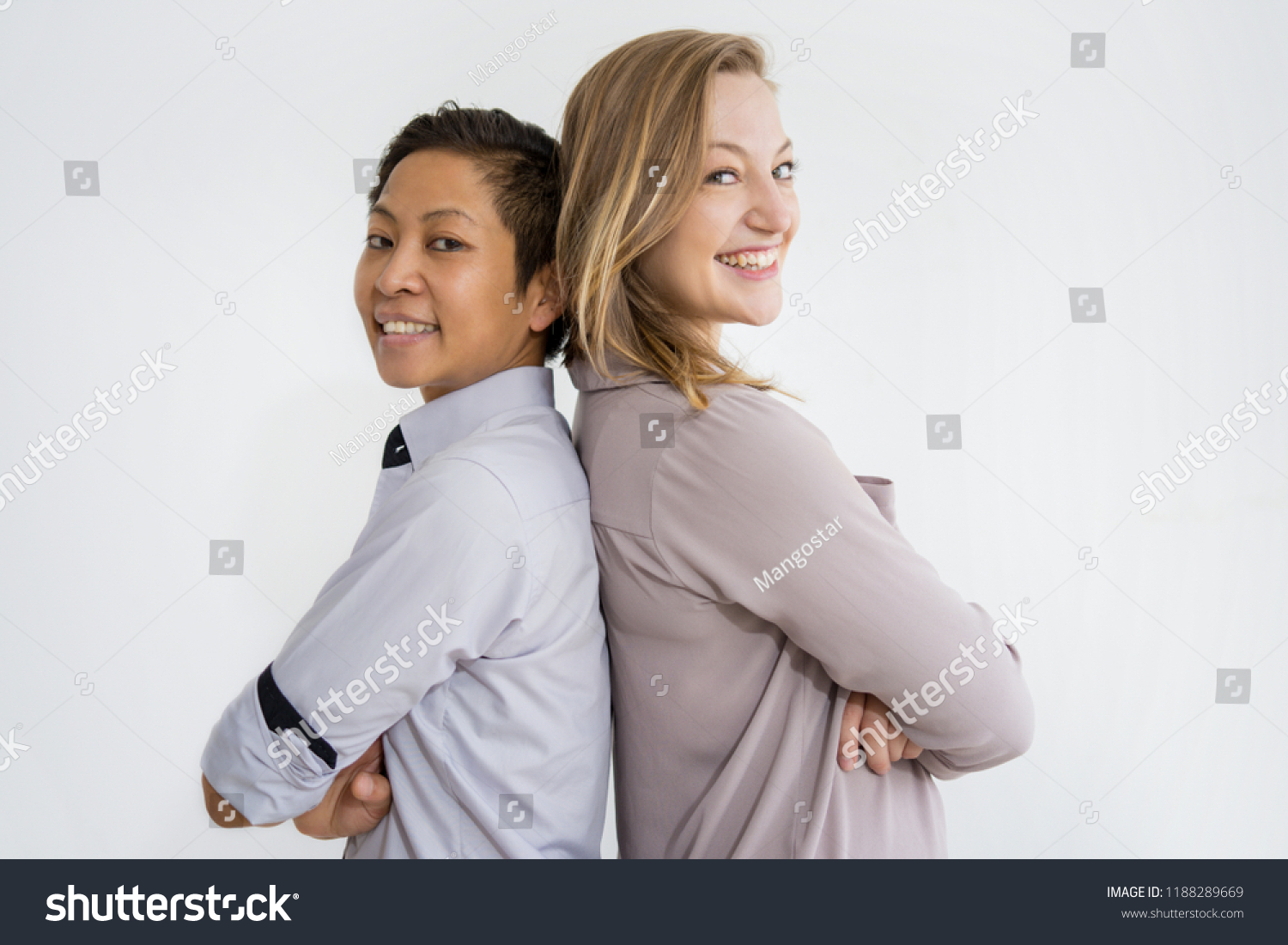 Smiling Women Standing Back Back Multiethnic Stock Photo 1188289669 ... Smiling Women Standing Back Back Multiethnic Stock Photo 1188289669 ...