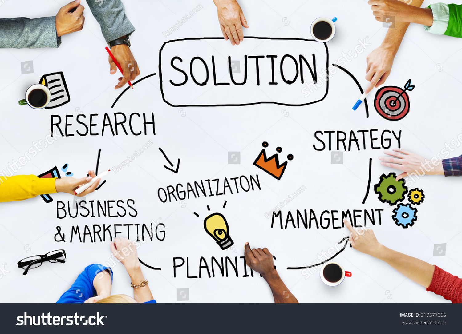 Solution Problem Solving Organization Management Concept ภาพสต็อก ...