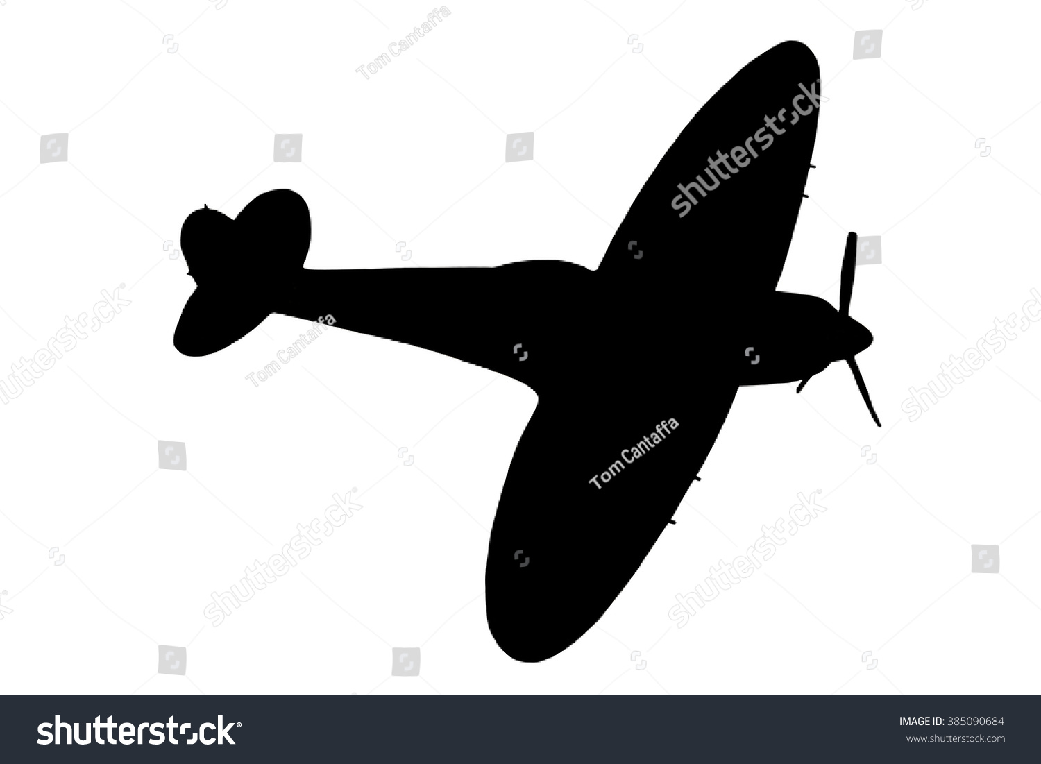 Spitfire Silhouette Reverse Angle Stock Illustration 385090684