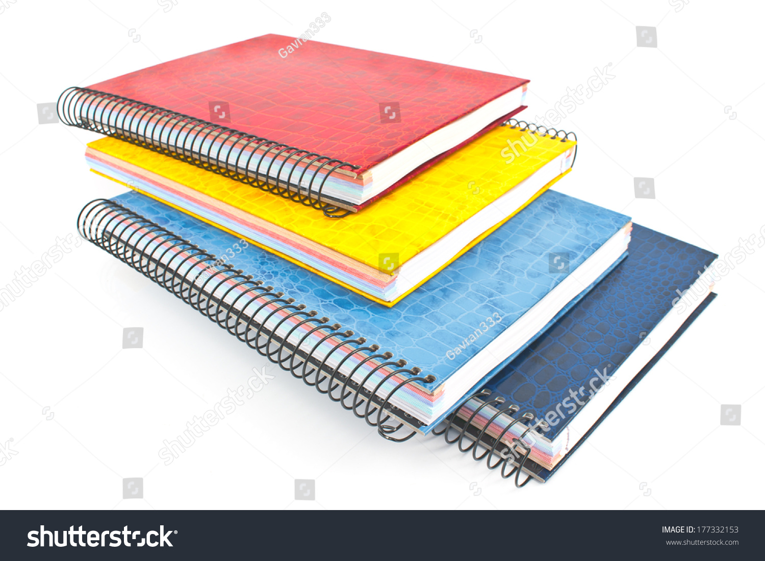 Stack Colorful Spiral Notebooks Isolated On Stock Photo 177332153 ... Stack Colorful Spiral Notebooks Isolated On Stock Photo 177332153 ...