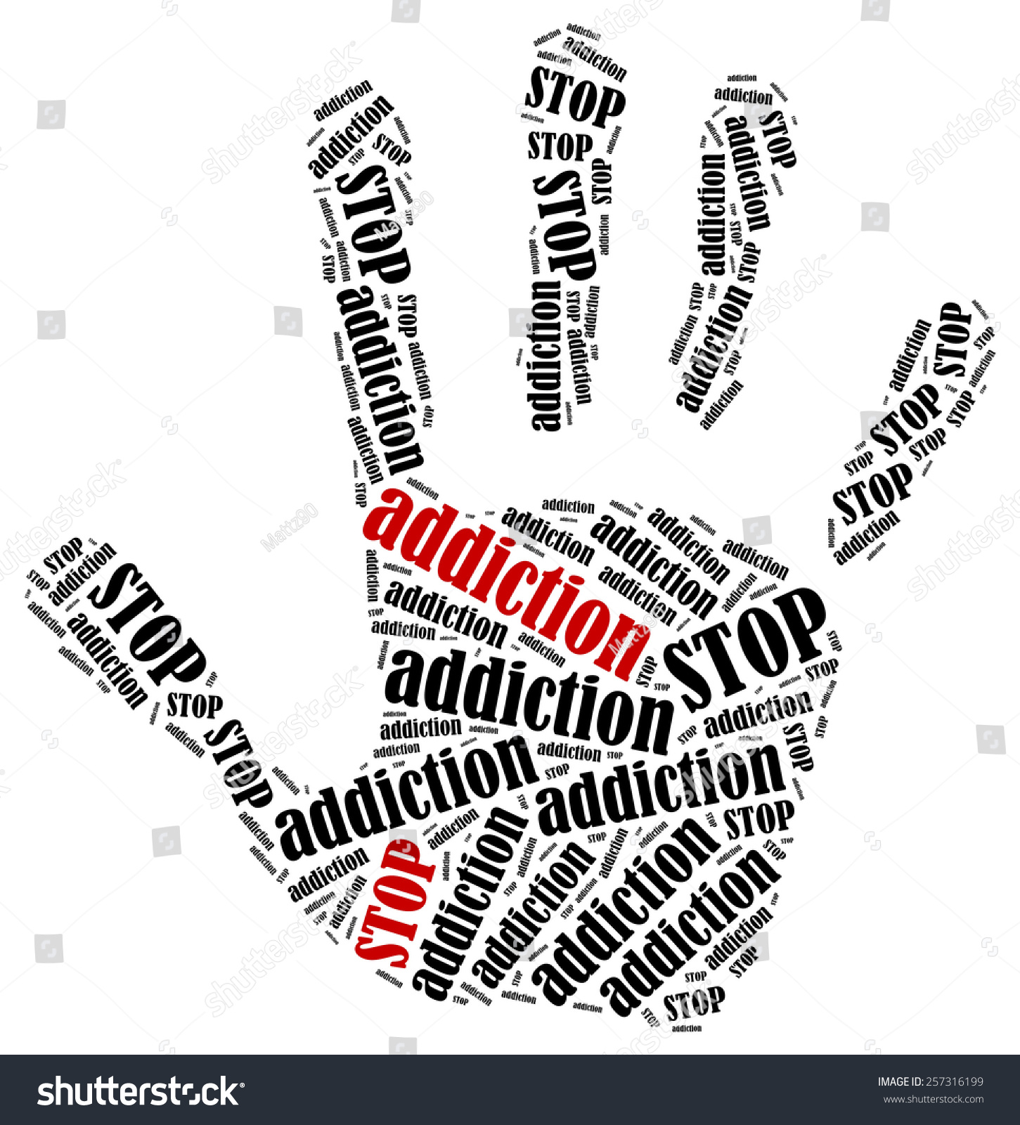 Stop Addiction Word Cloud Illustration Shape Stock Illustration