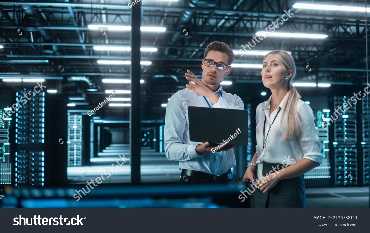 Successful Data Center Specialist Using Laptop Stock Photo 2136788111 | Shutterstock