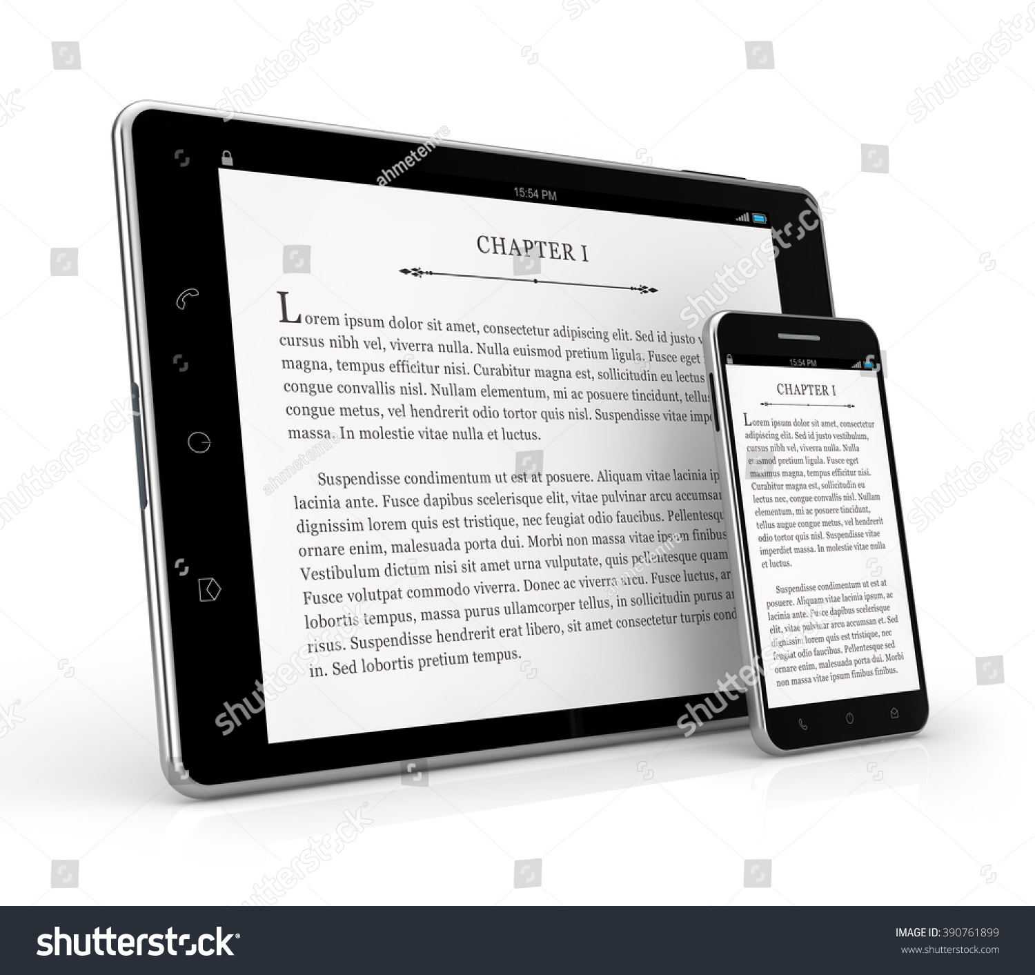 Tablet Smartphone Ereader Isolated White Background Stock Illustration ...