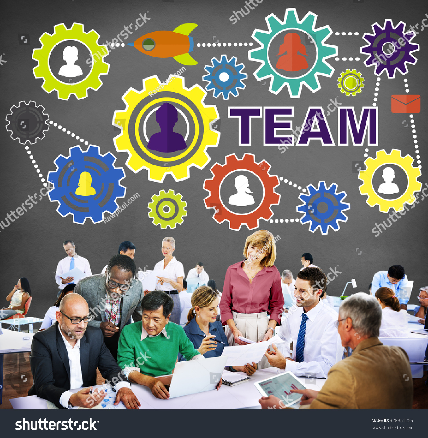 Team Functionality Teamwork Connection Technology Concept Stock Photo ...