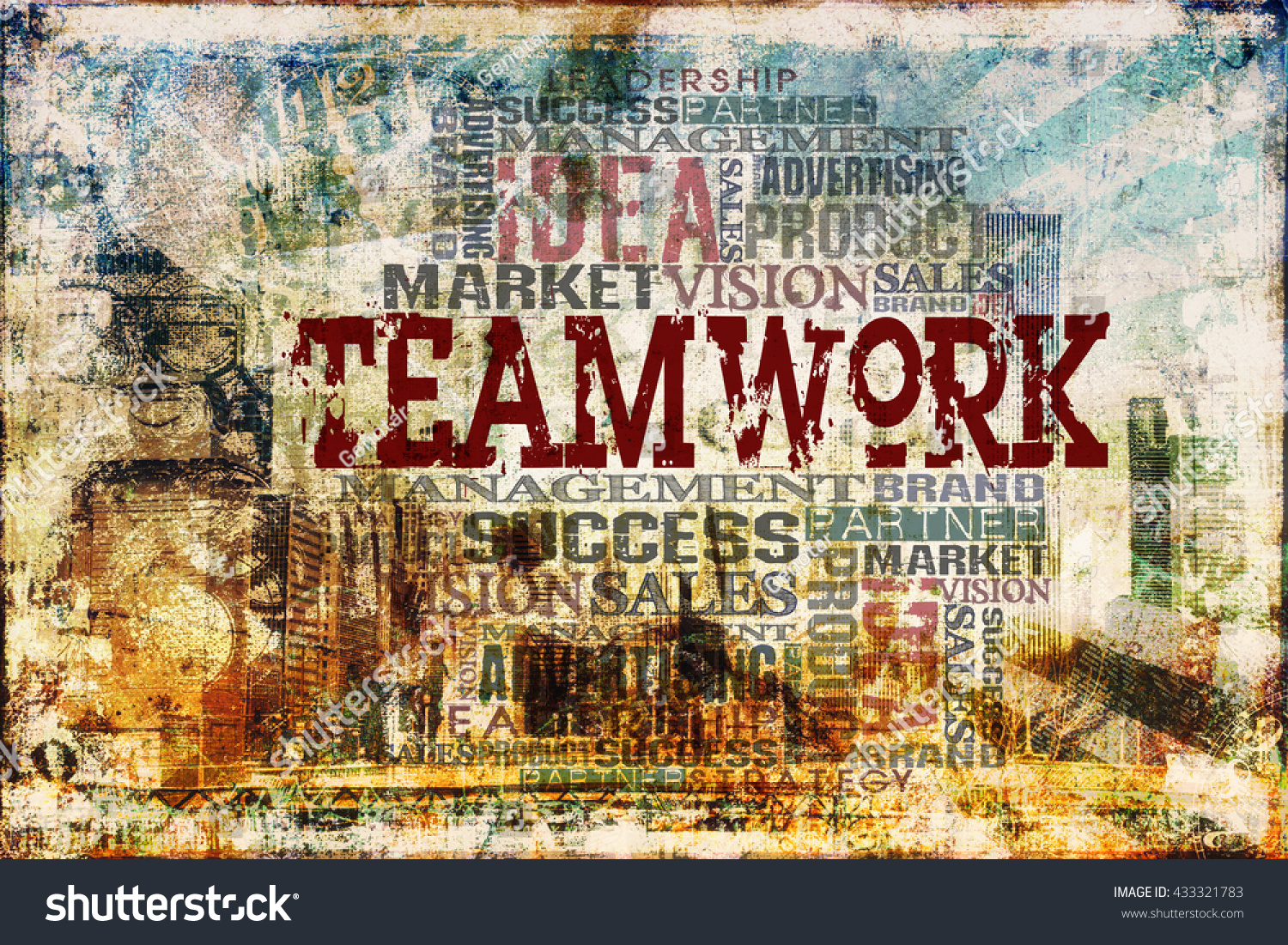 Teamwork Word Cloud Concept Background: ภาพประกอบสต็อก 433321783 ...