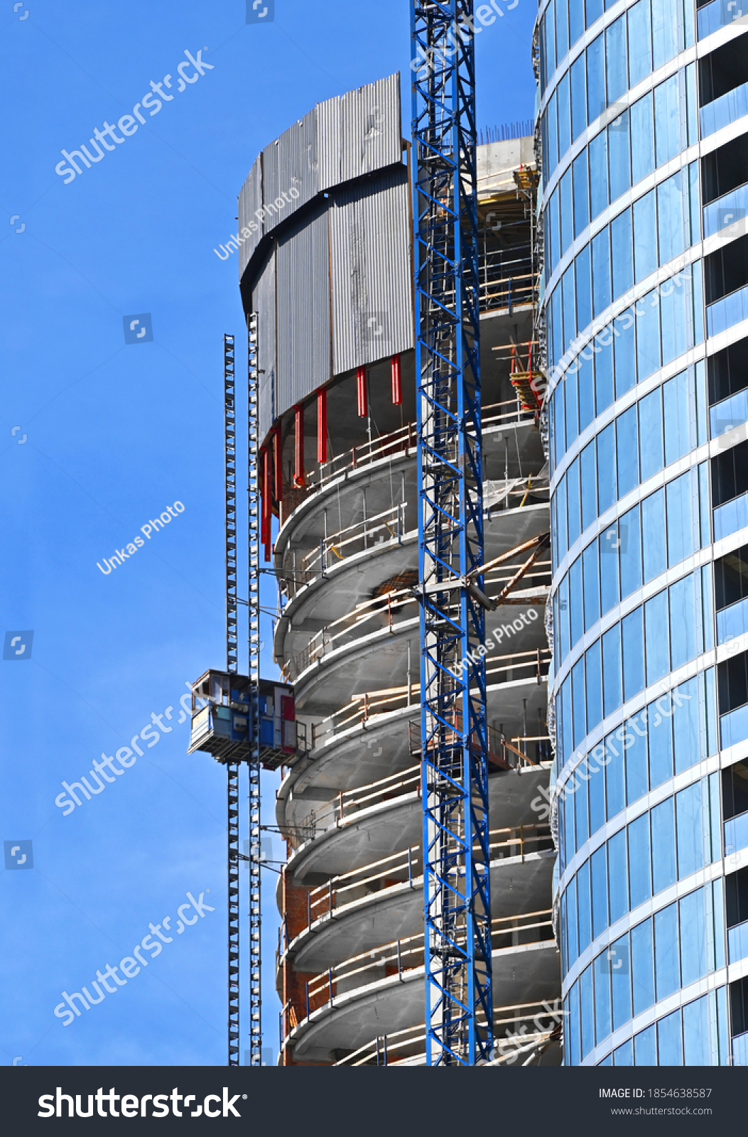 Technical Elevator On Building Construction Site Stock Photo 1854638587 ...