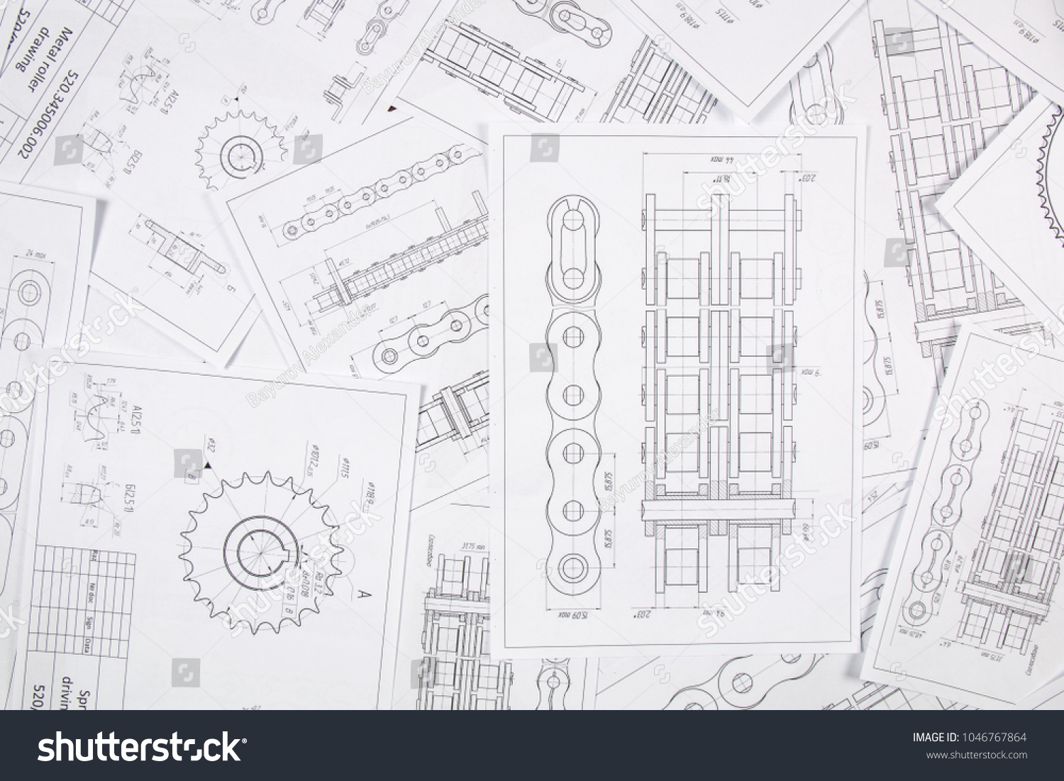 Technical Engineering Drawing Background Stock Photo 1046767864 ...