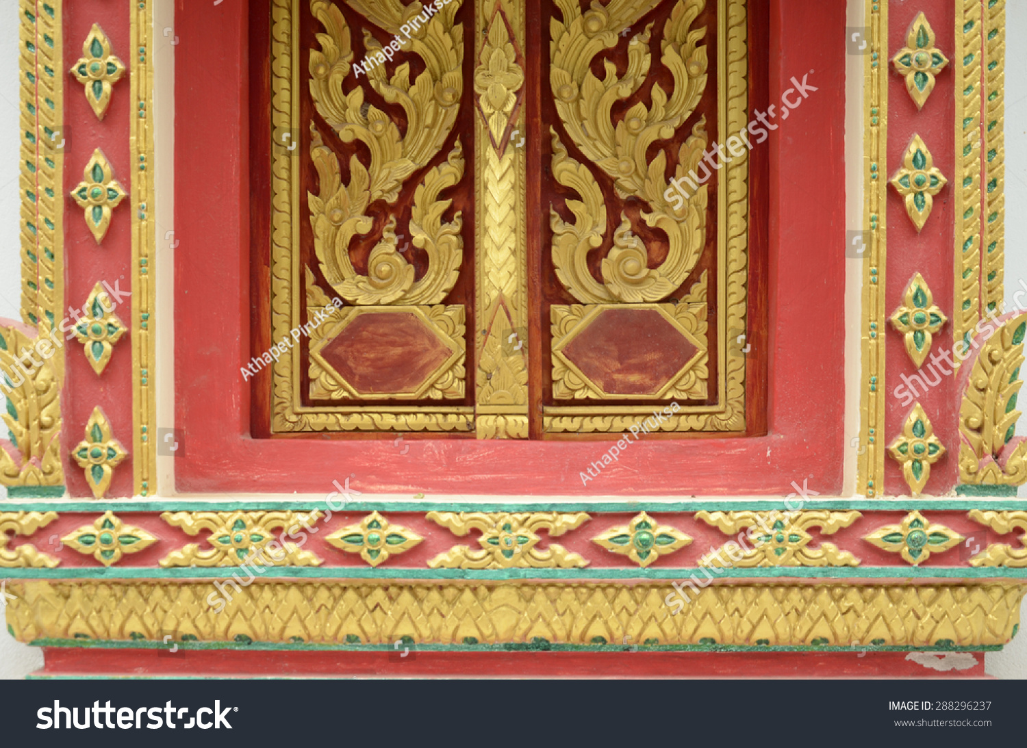Thai Pattern On Thai Temple Window Stock Photo (Edit Now) 288296237