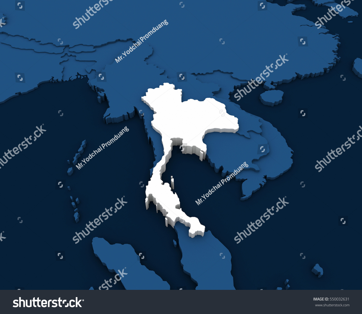 Thailand Map 3d Rendering Stock Illustration 550032631 | Shutterstock