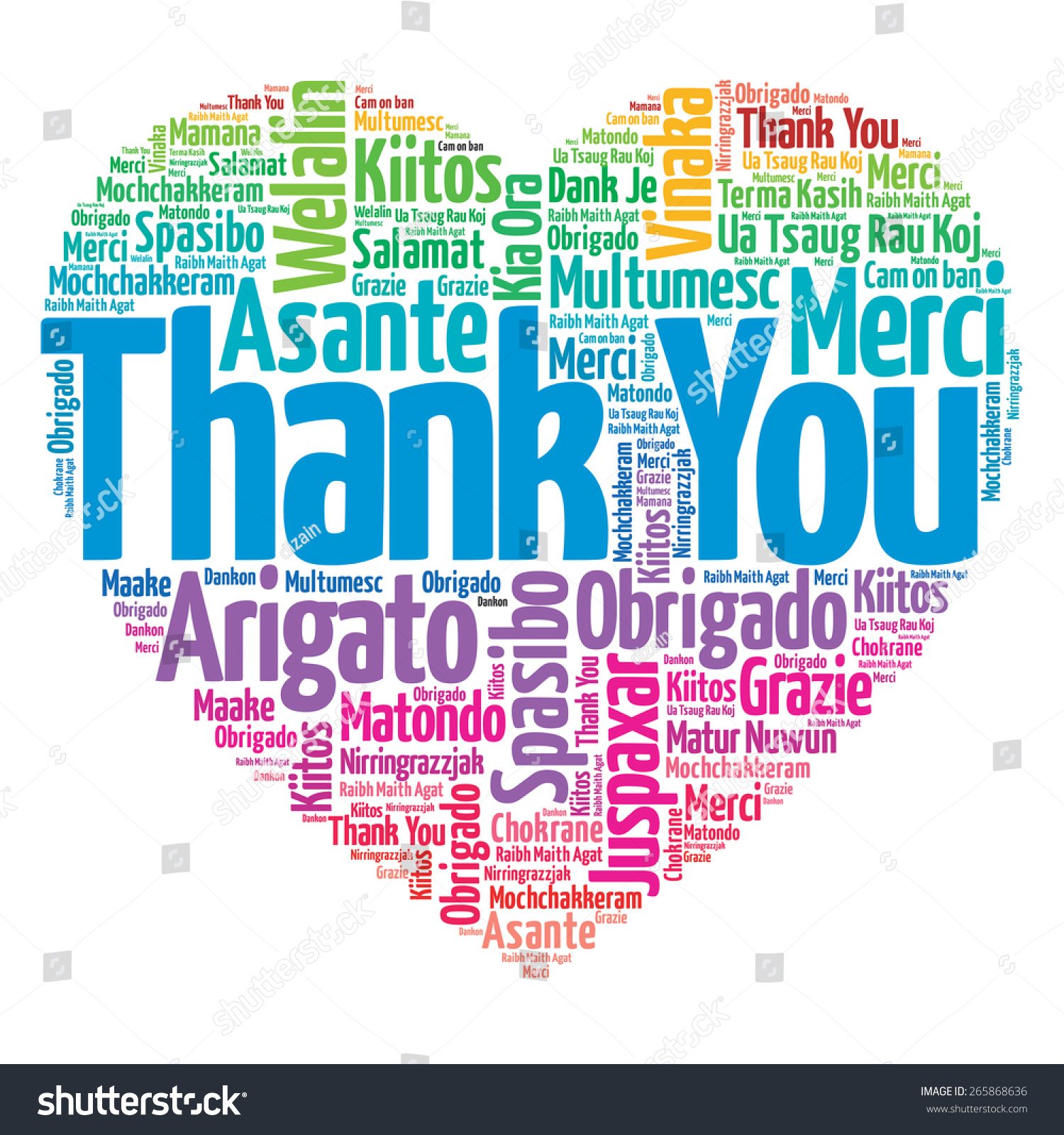 Thank You Many Languages Love Heart Stock Illustration 265868636 Thank You Many Languages Love Heart Stock Illustration 265868636