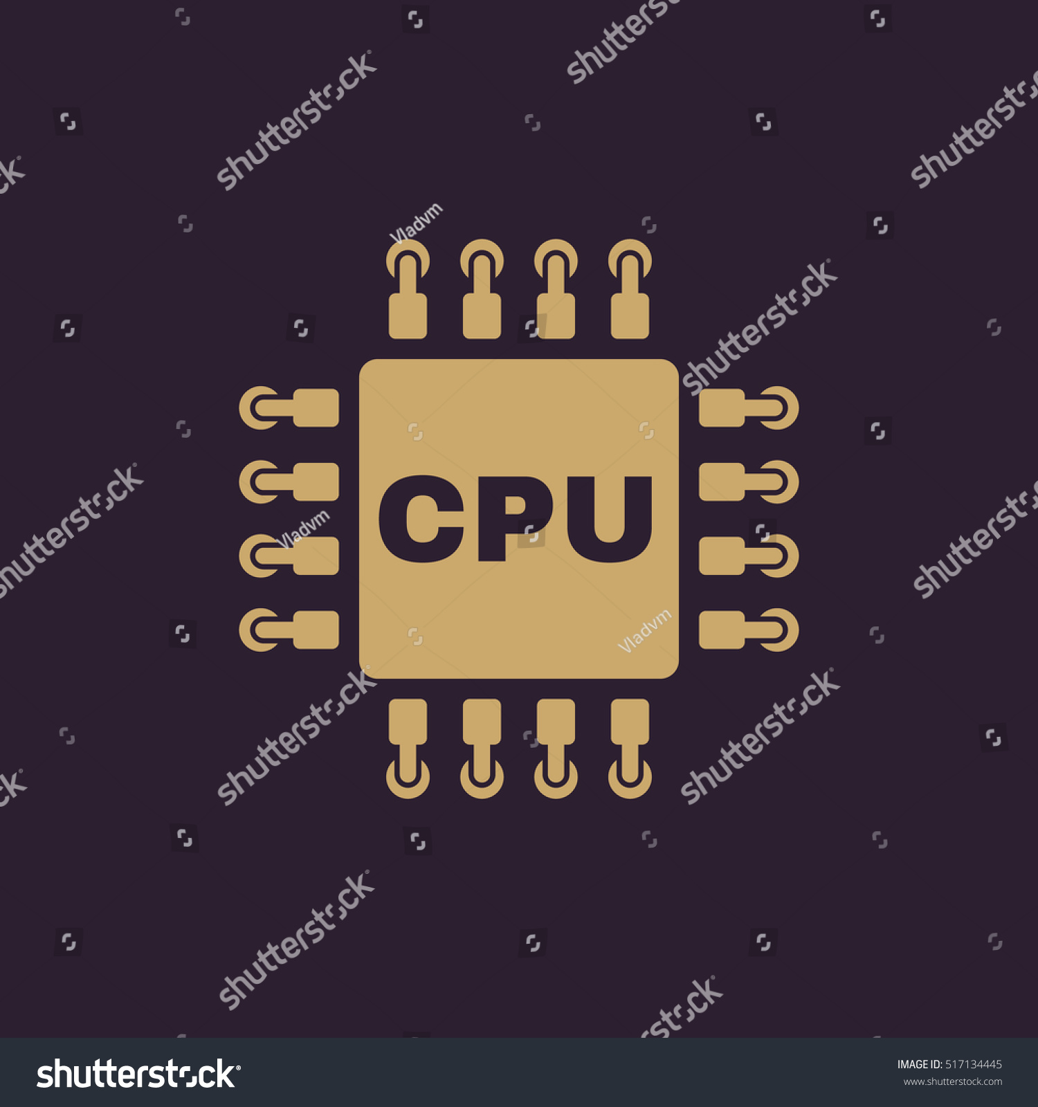 Cpu Icon Microprocessor Processor Symbol Flat: ภาพประกอบสต็อก 517134445 ...
