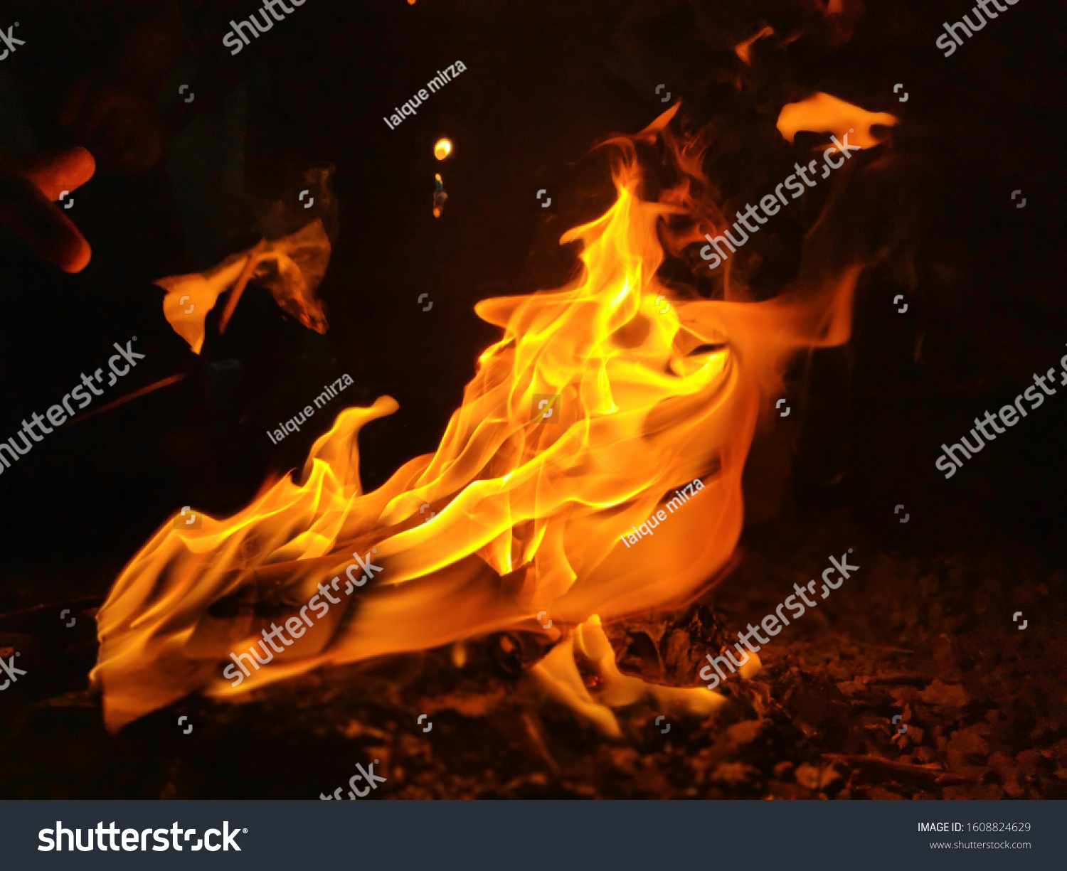 Fire Lightning Darkbwithe Red Flame Stock Photo 1608824629 | Shutterstock
