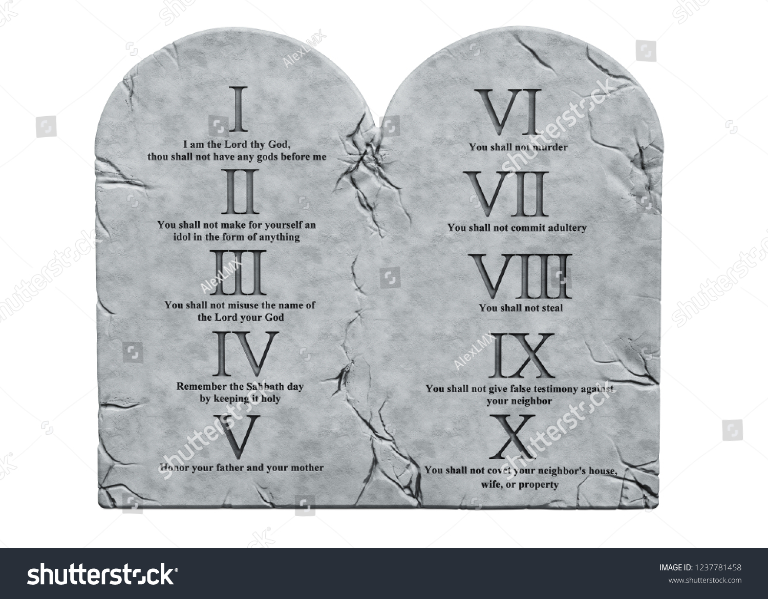 Ten Commandments 3d Rendering Isolated On Stock Illustration 1237781458
