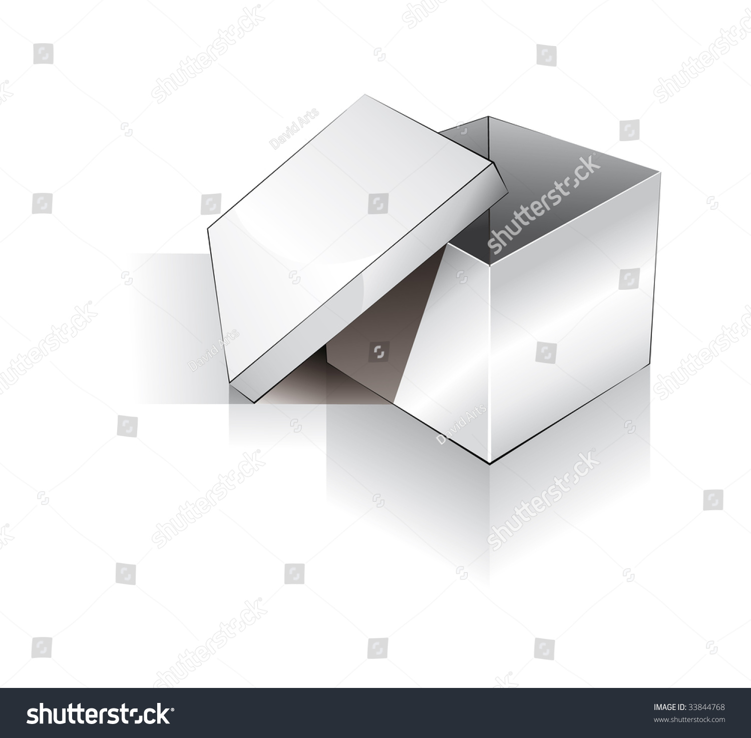 Three Dimensional Open Box Shadow Reflection Stock Illustration ...