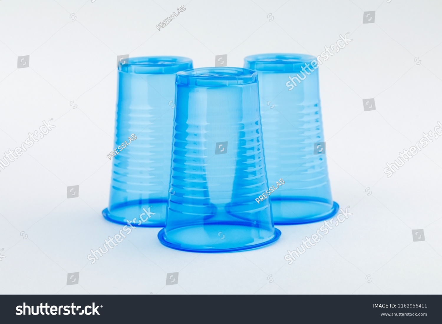 Three Opened Plastic Cups Random Combination Stock Photo 2162956411 ...