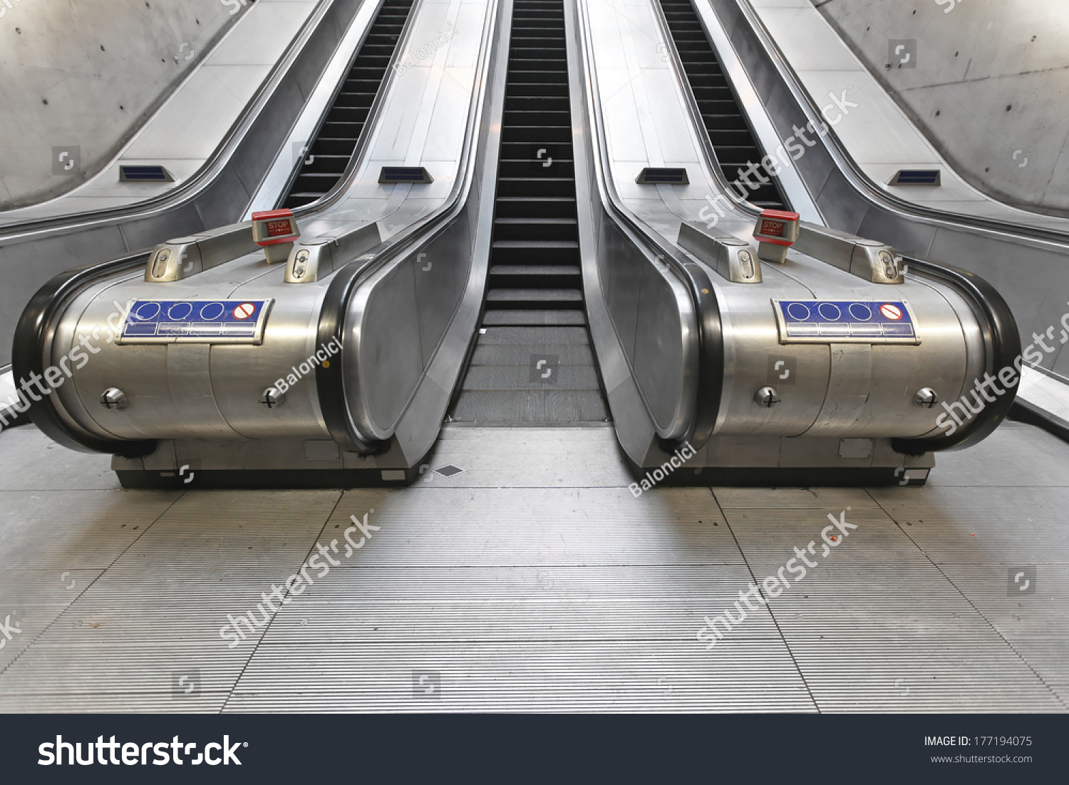 Three Underground Escalators Parallel Layout Stock Photo 177194075 ...