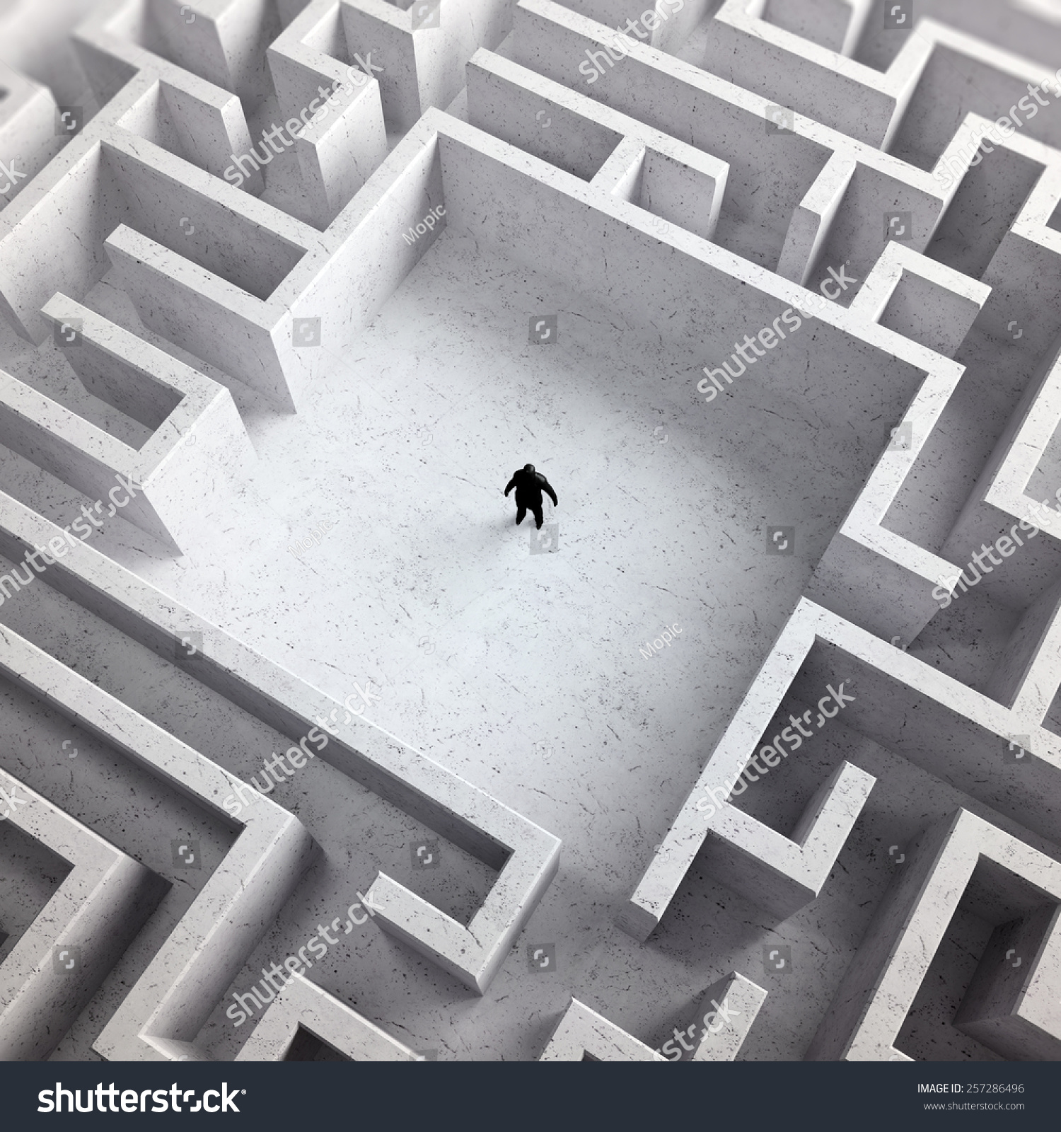 Tiny Man Inside Endless Maze Stock Illustration 257286496