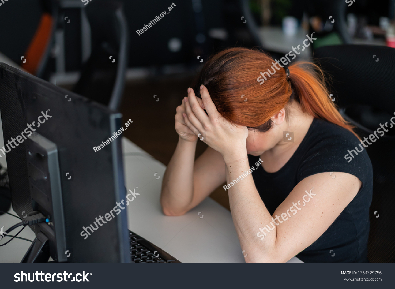 Tired Woman Workaholic Tshirt Empty Office Stock Photo (Edit Now ... Tired Woman Workaholic Tshirt Empty Office Stock Photo (Edit Now ...