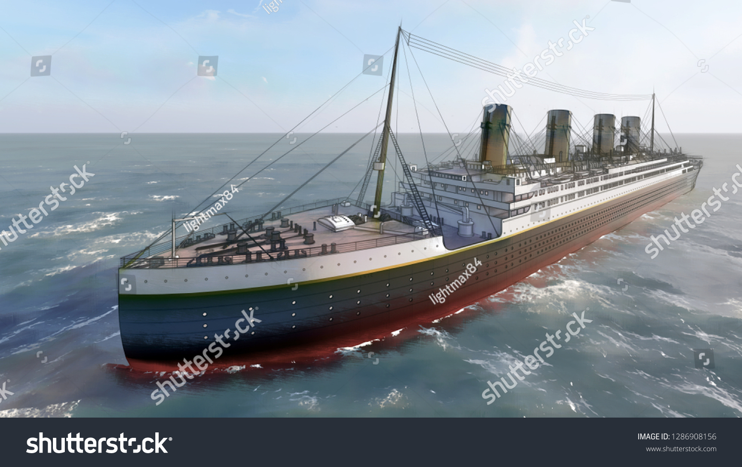 Ilustrasi Stok Titanic Computer Generated 3d Render 1286908156 ...