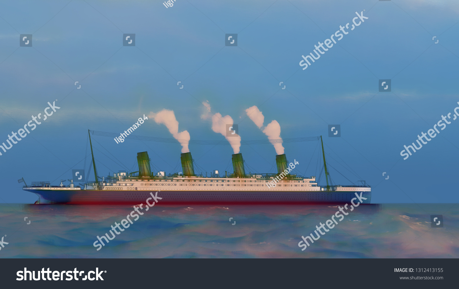 Titanic Ship Computer Generated 3d Render Stock Illustration 1312413155 ...