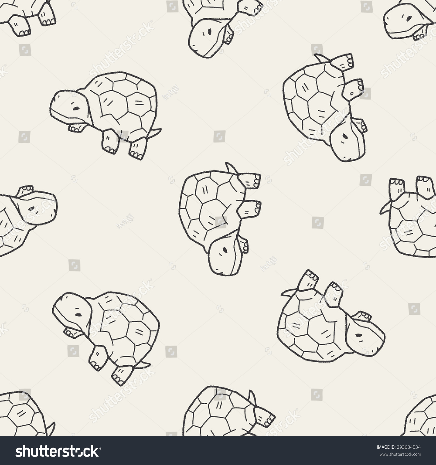 Tortoise Doodle Seamless Pattern Background Stock Illustration ...
