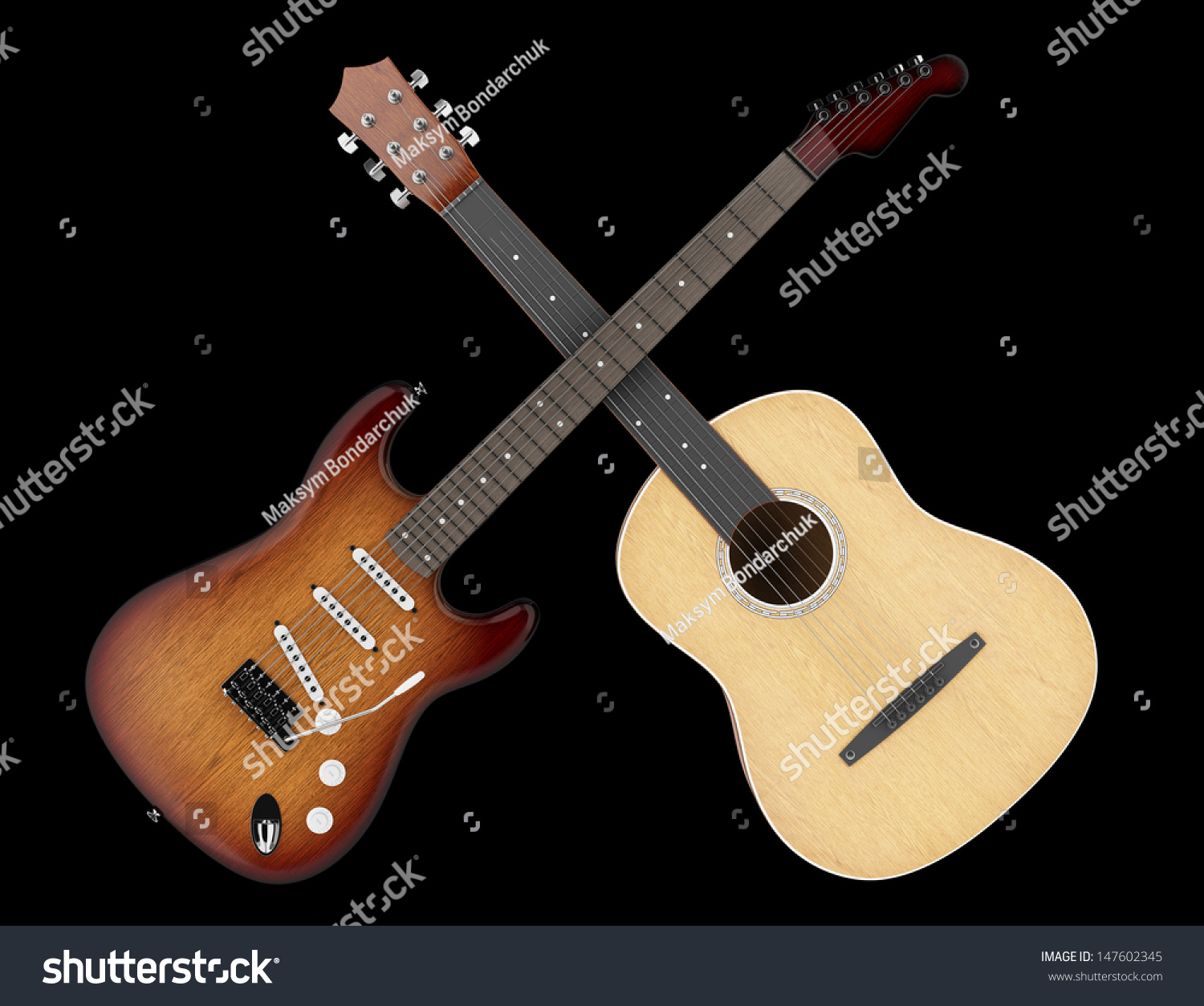 Two Acoustic Electric Guitars Isolated On Stock Illustration 147602345 ... Two Acoustic Electric Guitars Isolated On Stock Illustration 147602345 ...