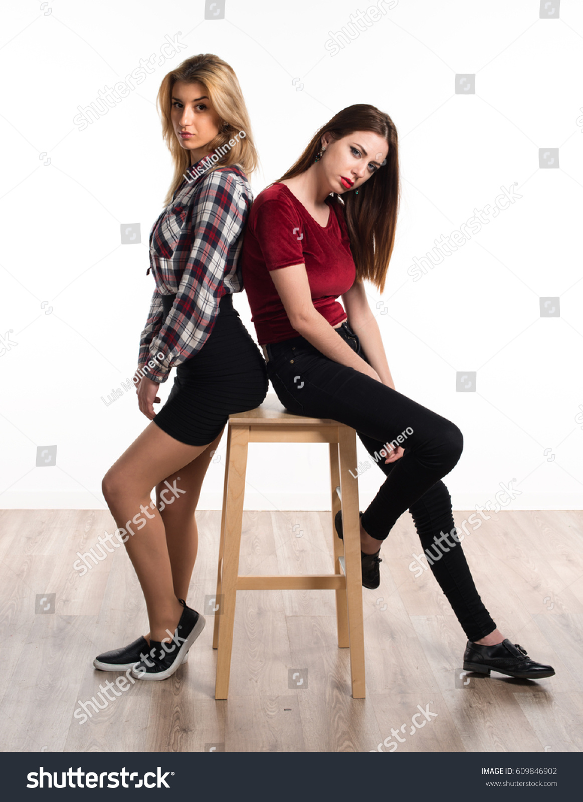 Two Beautiful Models Posing Stock Photo (Edit Now) 609846902