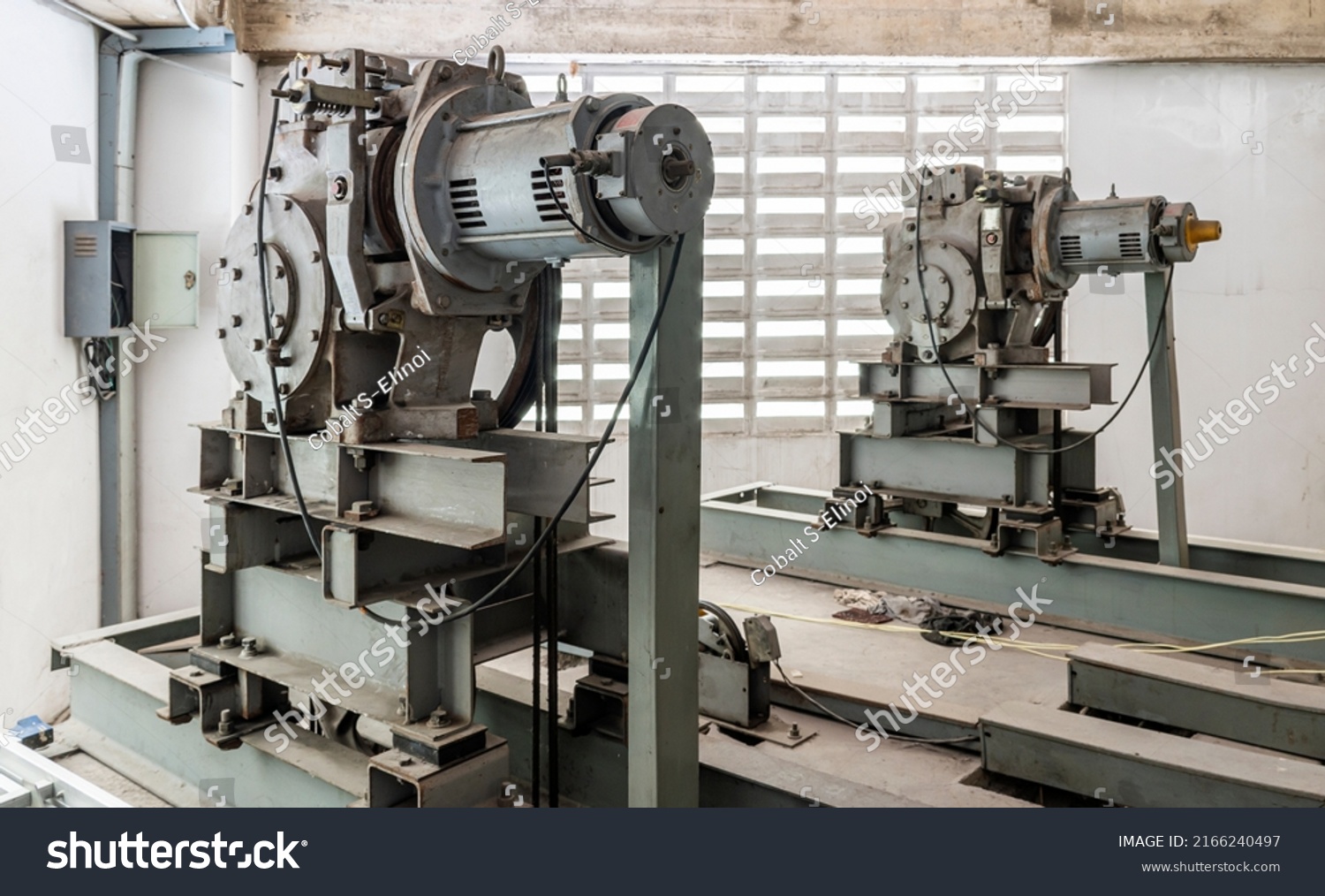 Two Elevator Motor Elevator Engine Room Stock Photo 2166240497 ...