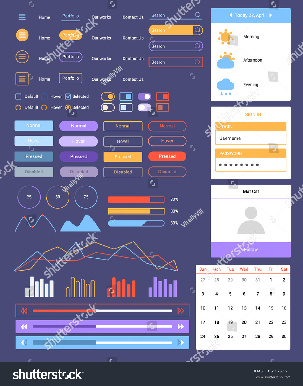 Ultimate Dark Web Ui Elements Flat: ilustración de stock 500752045 ...