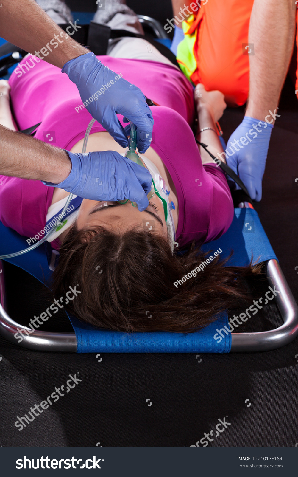 Unconscious Victim Accident Lying On Stretcher Stock Photo 210176164 ... Unconscious Victim Accident Lying On Stretcher Stock Photo 210176164 ...
