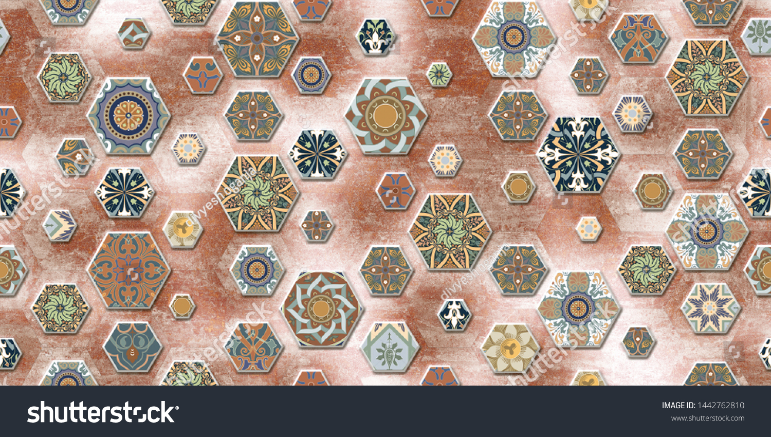 Unique Wall Tile Design Pattern Stock Illustration 1442762810 ...