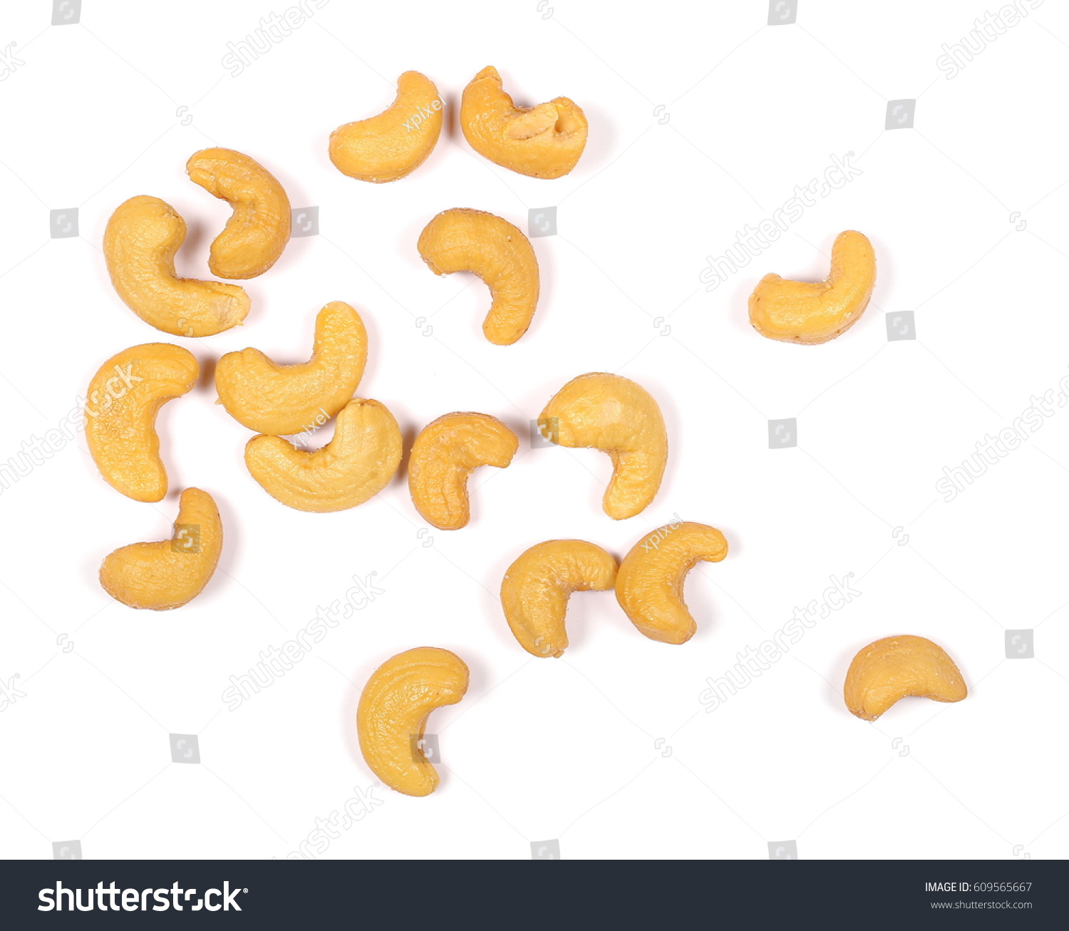 Unshelled Roasted Cashew Nuts Isolated On Stock Photo (Edit Now) 609565667 Unshelled Roasted Cashew Nuts Isolated On Stock Photo (Edit Now) 609565667